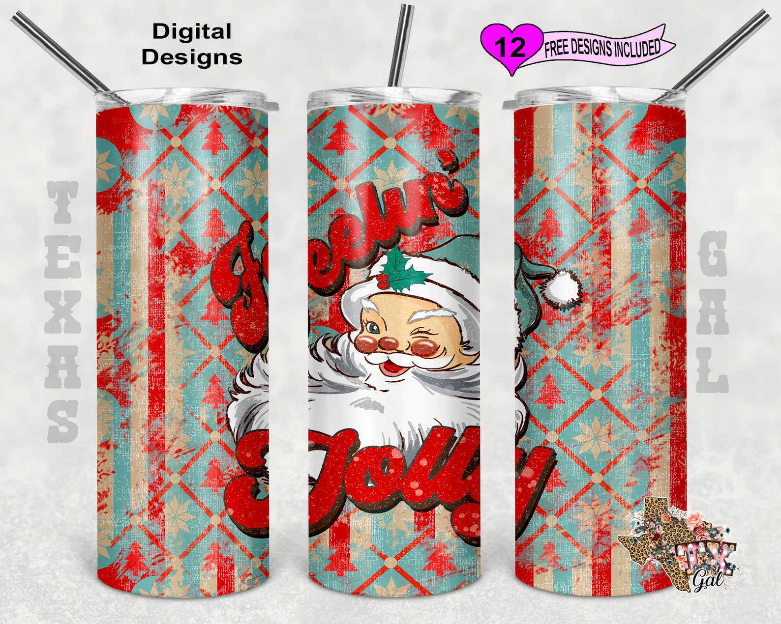Feelin Jolly Retro PNG Santa Tumbler PNG Christmas Design - Etsy