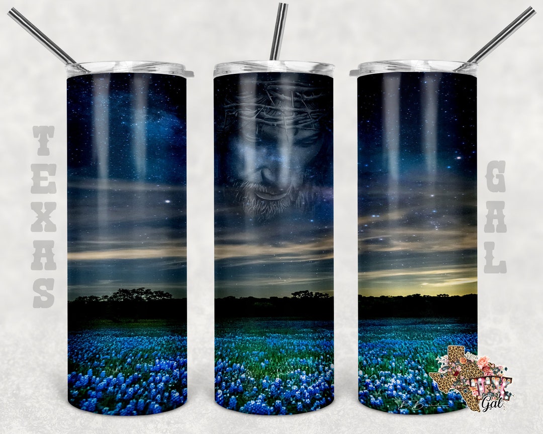 20 Oz Skinny Tumbler Jesus Bluebonnets Sublimation Design PNG Instant ...