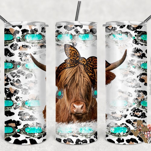 Western Turquoise Ribbon Baby Cow Png Sublimation Design | Etsy