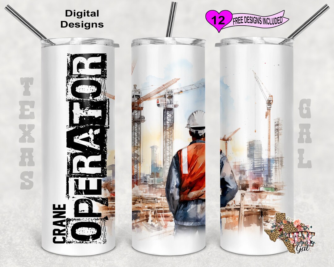 Crane Operator Tumbler Wrap, Watercolor Tumbler Wrap, 20oz Sublimation ...