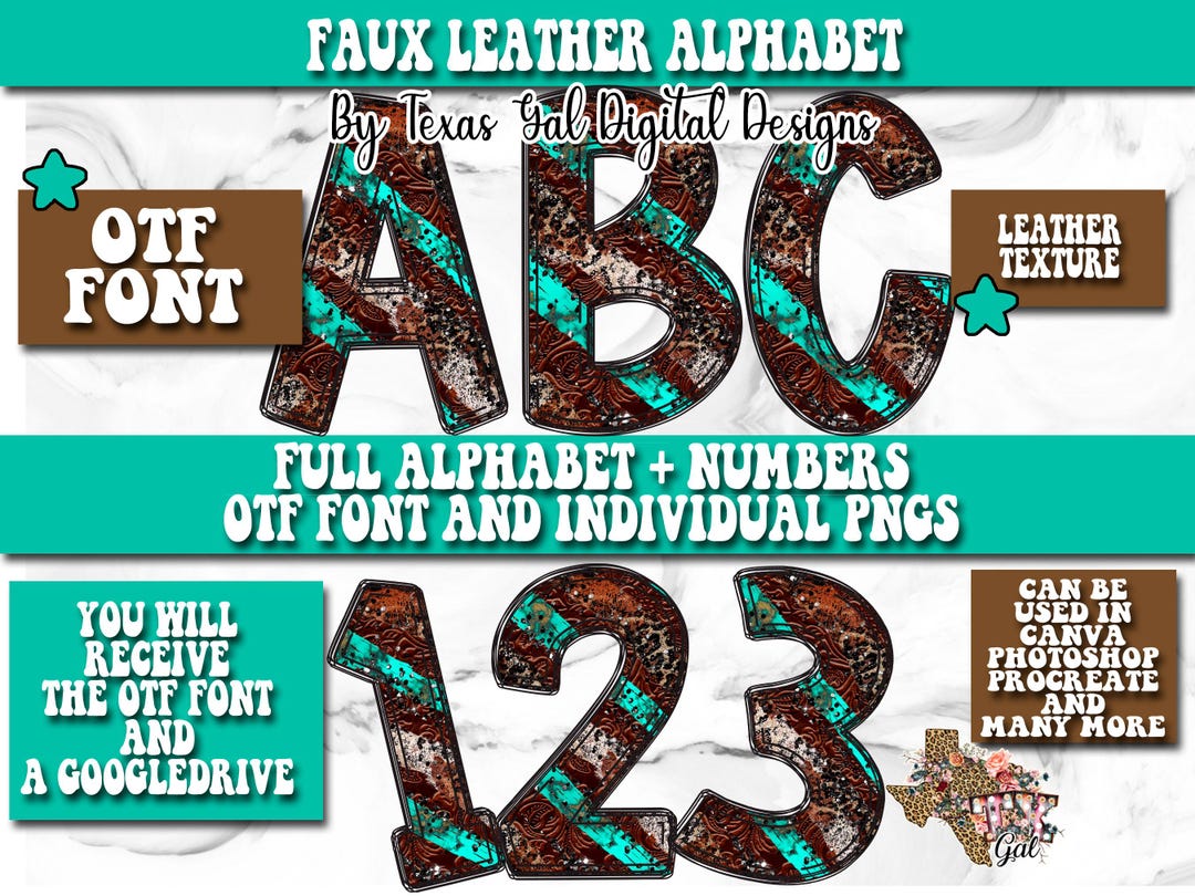 Leather Textured OTF Font Alphabet Set, Leopard Font, Western Font ...
