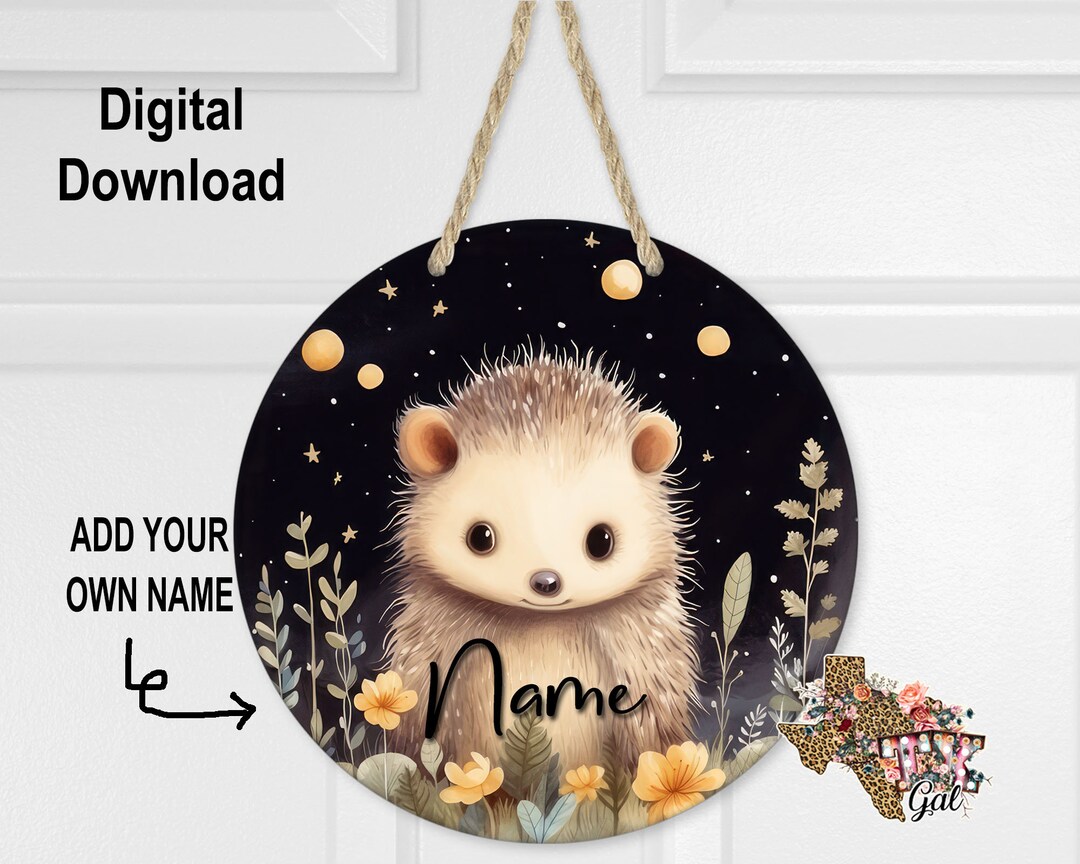 Round Sublimation Door Hanger Baby Hedgehog Design for Hardboard Blanks ...