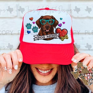 Chocolate Lab Hat Patch PNG, Dog Mom Trucker Hat Patch Png, Faux ...