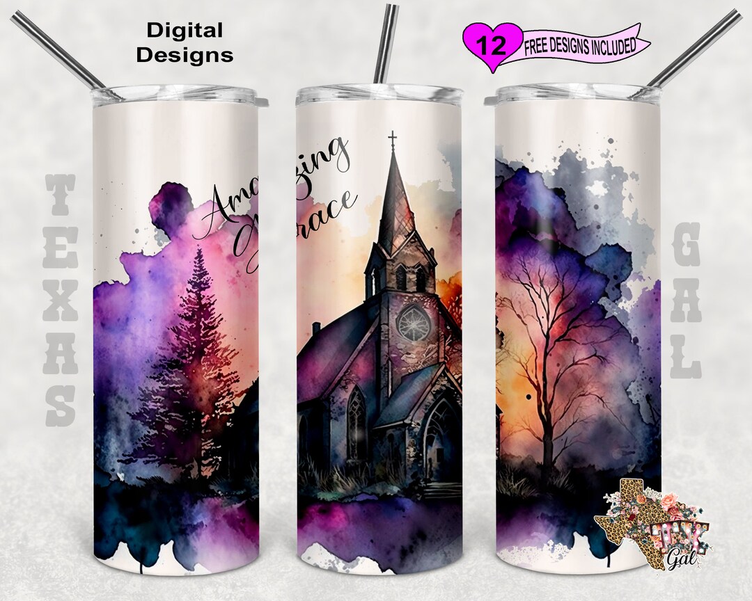 Alcohol Ink Tumbler Wrap, Church Tumbler Wrap, Amazing Grace PNG ...