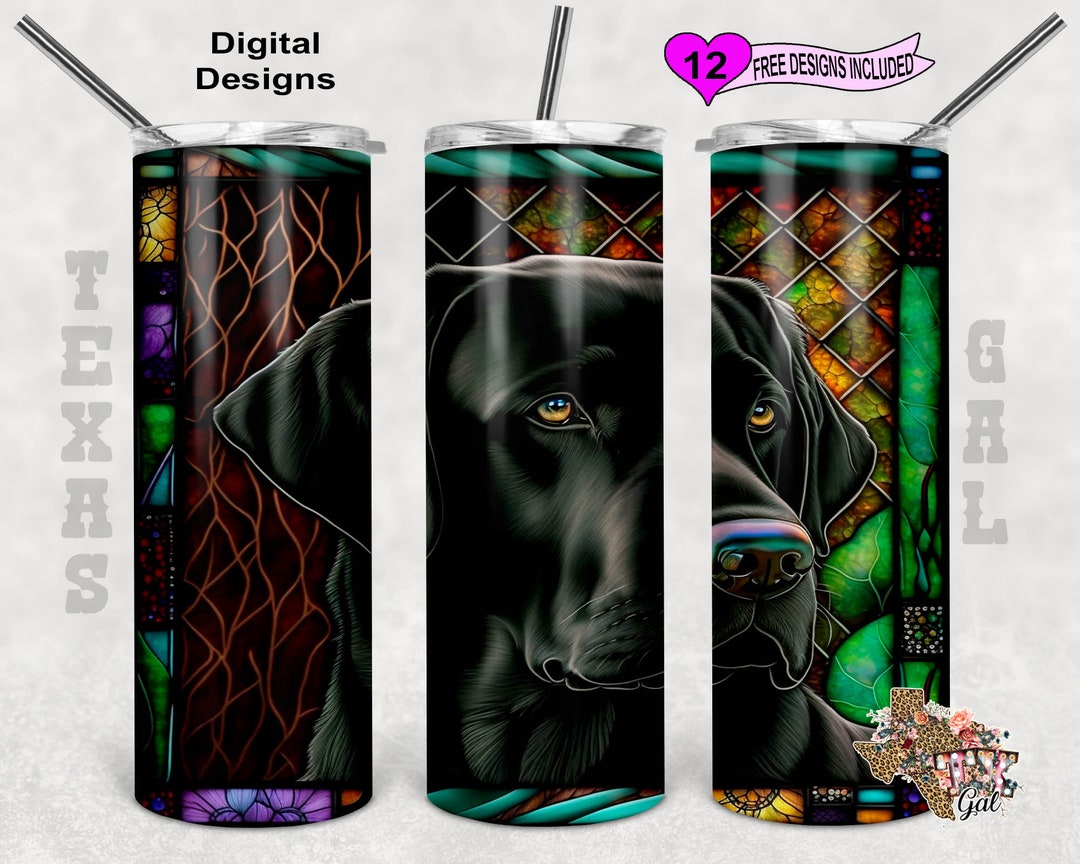 Stain Glass Tumbler Wrap, Labrador Retriever Sublimation Design, Dog ...
