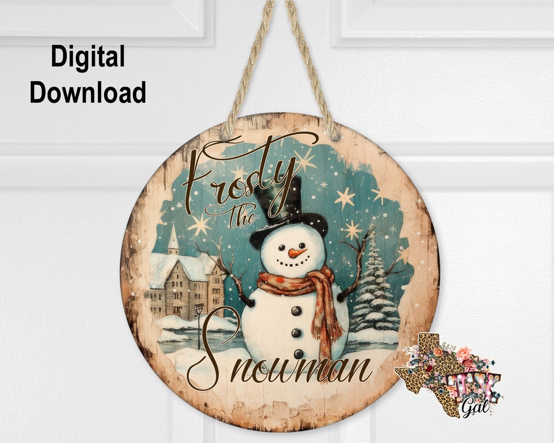 Round Sublimation Door Hanger Snowman Design for Hardboard Blanks ...