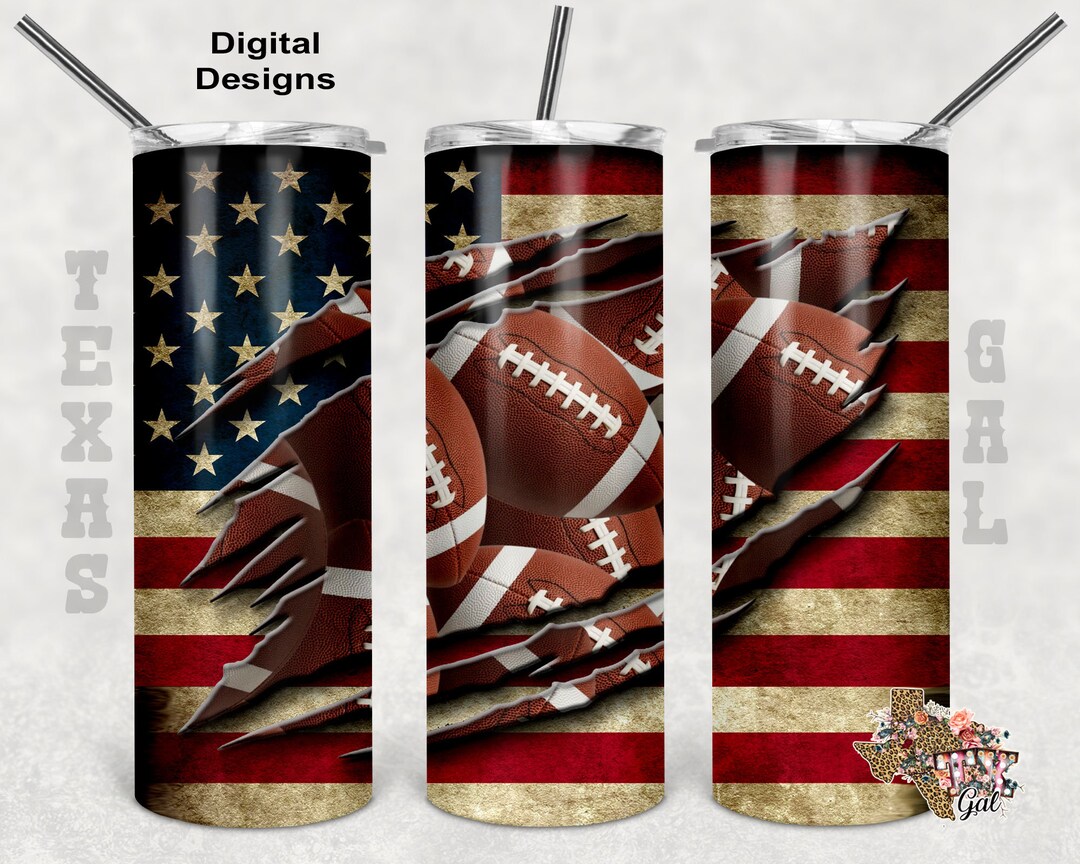 Football Torn Untied States Flag, 20 Oz Skinny Tumbler, Sublimation ...