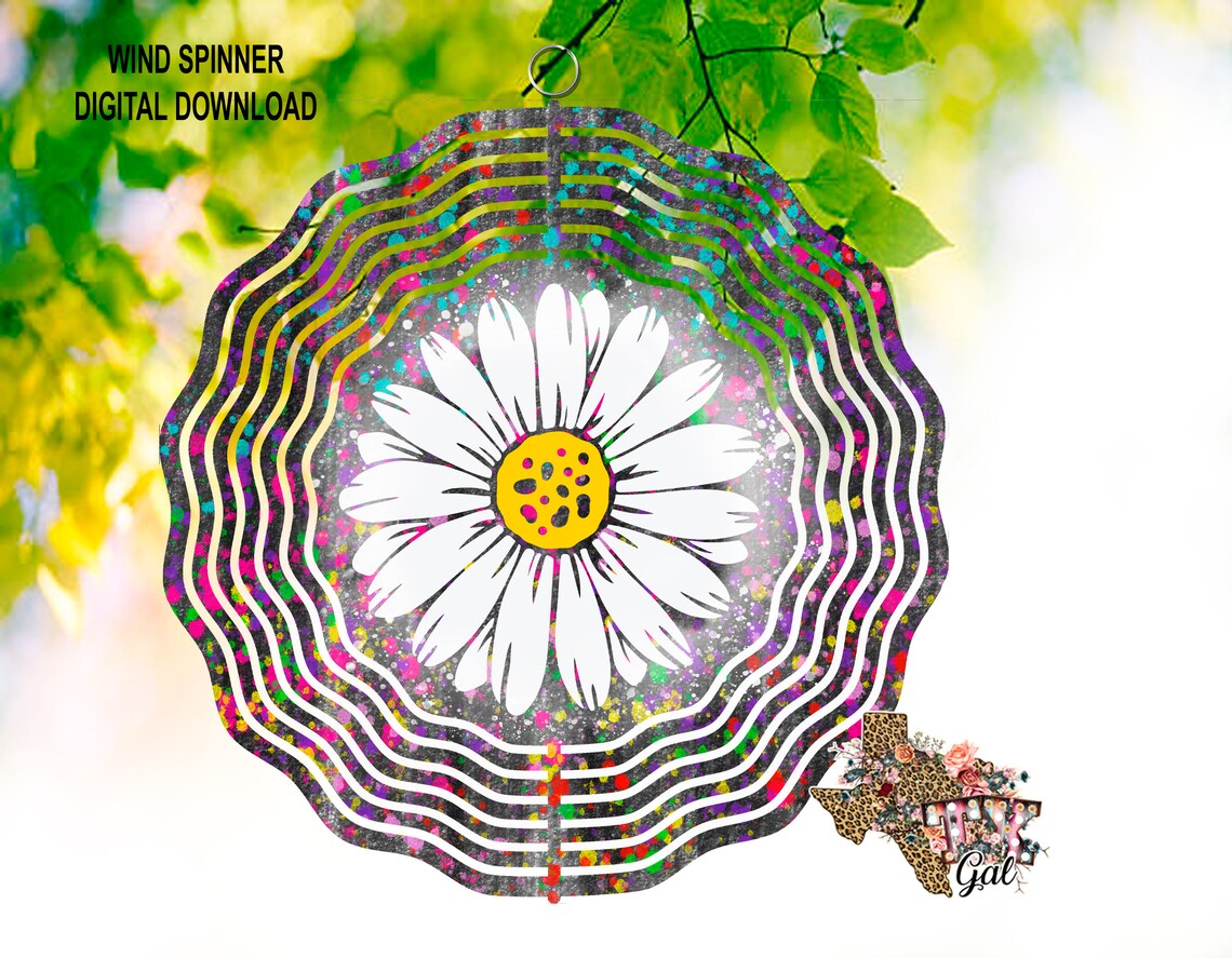 Wind Spinner Daisy Splatter Neon Colors Sublimation Digital - Etsy