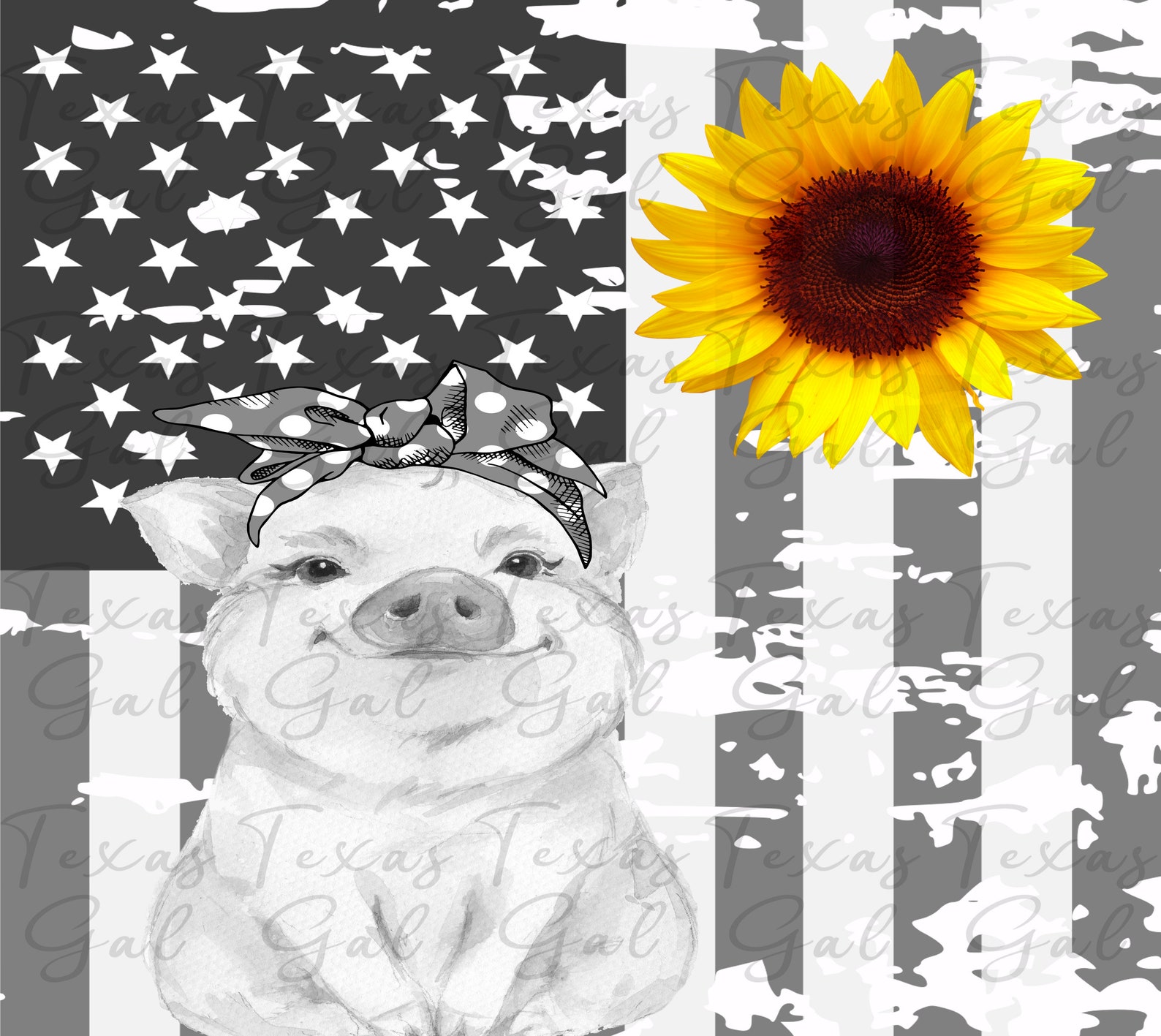 20 Oz Skinny Tumbler Pig Flag Sunflower Sublimation Design PNG - Etsy