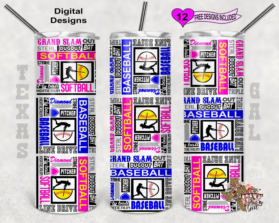 Baseball Softball Tumbler Wrap, Sport Tumbler Wrap, 20 Oz Skinny ...