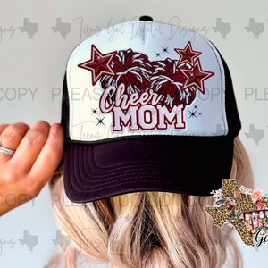 Cheer Mom Hat Patch PNG, Trucker Hat Patch Png, Faux Embroidery Hat ...