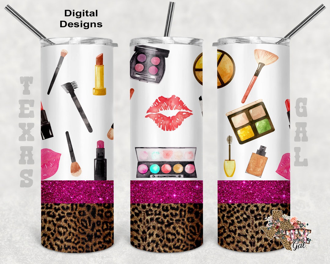 Makeup Cosmetology, 20oz Skinny Tumbler, Seamless, Sublimation Design ...
