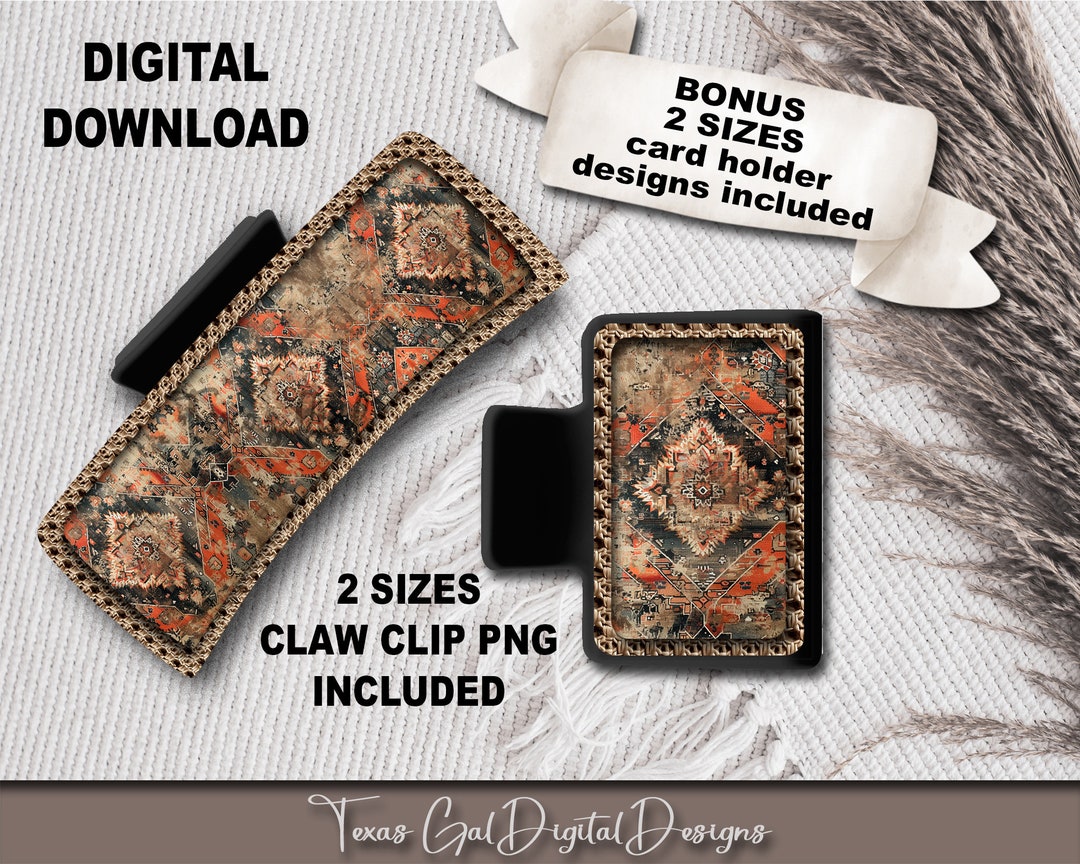 Tan and Orange Hair Clip Sublimation Design, Large Small Hair Claw PNG ...