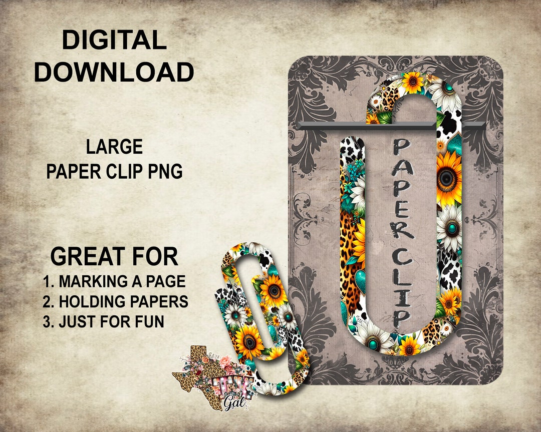 Large Paperclip Sublimation, Sunflowers Paperclip PNG, Cow Print ...