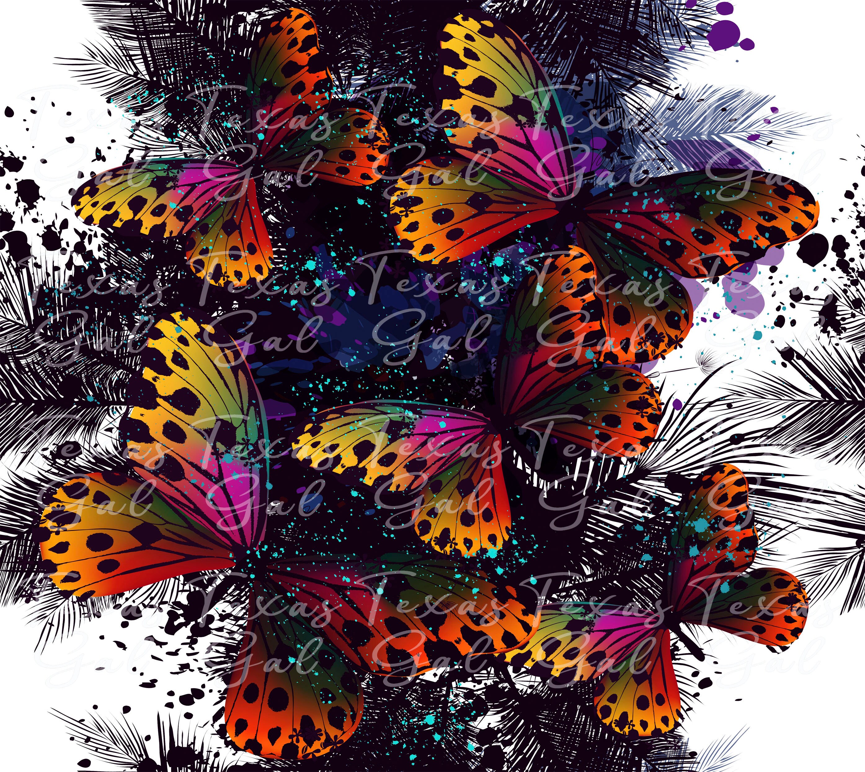 20 Oz Skinny Tumbler Butterflies Sublimation Design PNG Instant DIGITAL ...