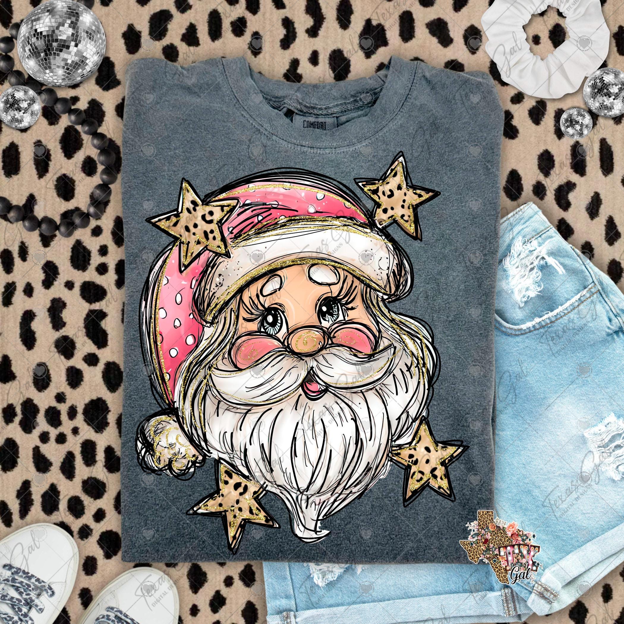 Santa PNG, Santa With Leopard Png, Cute Santa Png, Hand Drawn Santa ...