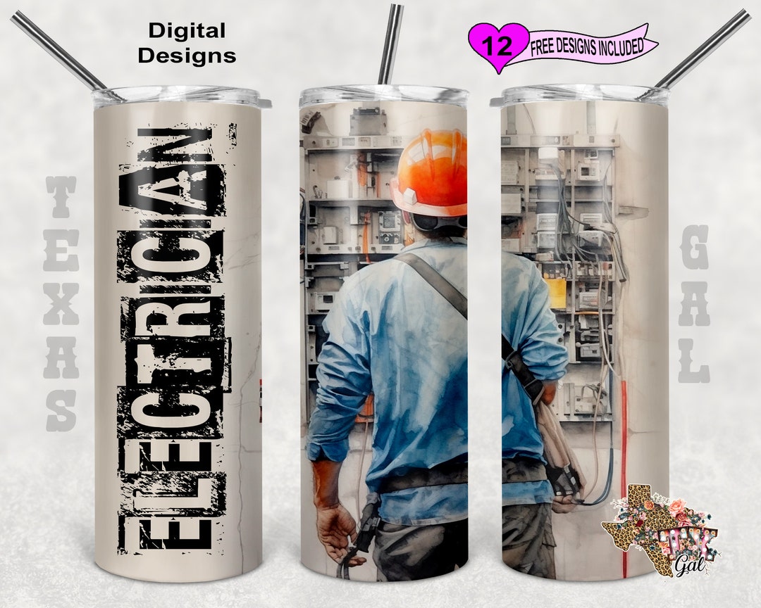 Electrician Tumbler Wrap, Watercolor Tumbler Wrap, 20oz Sublimation ...
