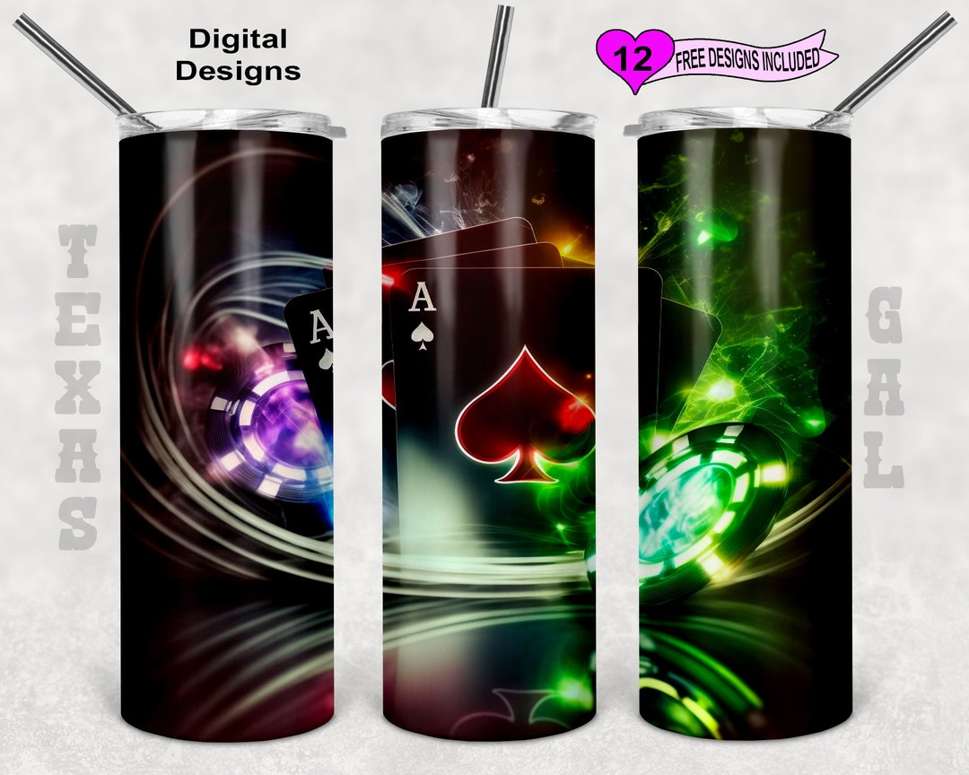 Poker Tumbler Wrap, Neon Tumbler Wrap, 20oz Sublimation Tumbler PNG ...