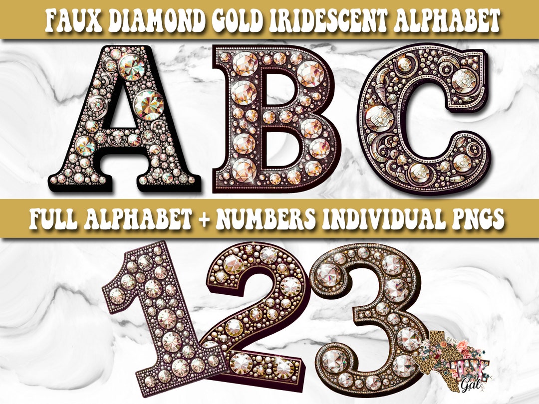 Rhinestone Alphabet and Numbers PNG, Faux Rhinestone Clipart, Alphabet ...