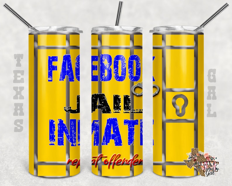 20 Oz Skinny Tumbler Facebook Inmate Sublimation Design PNG | Etsy