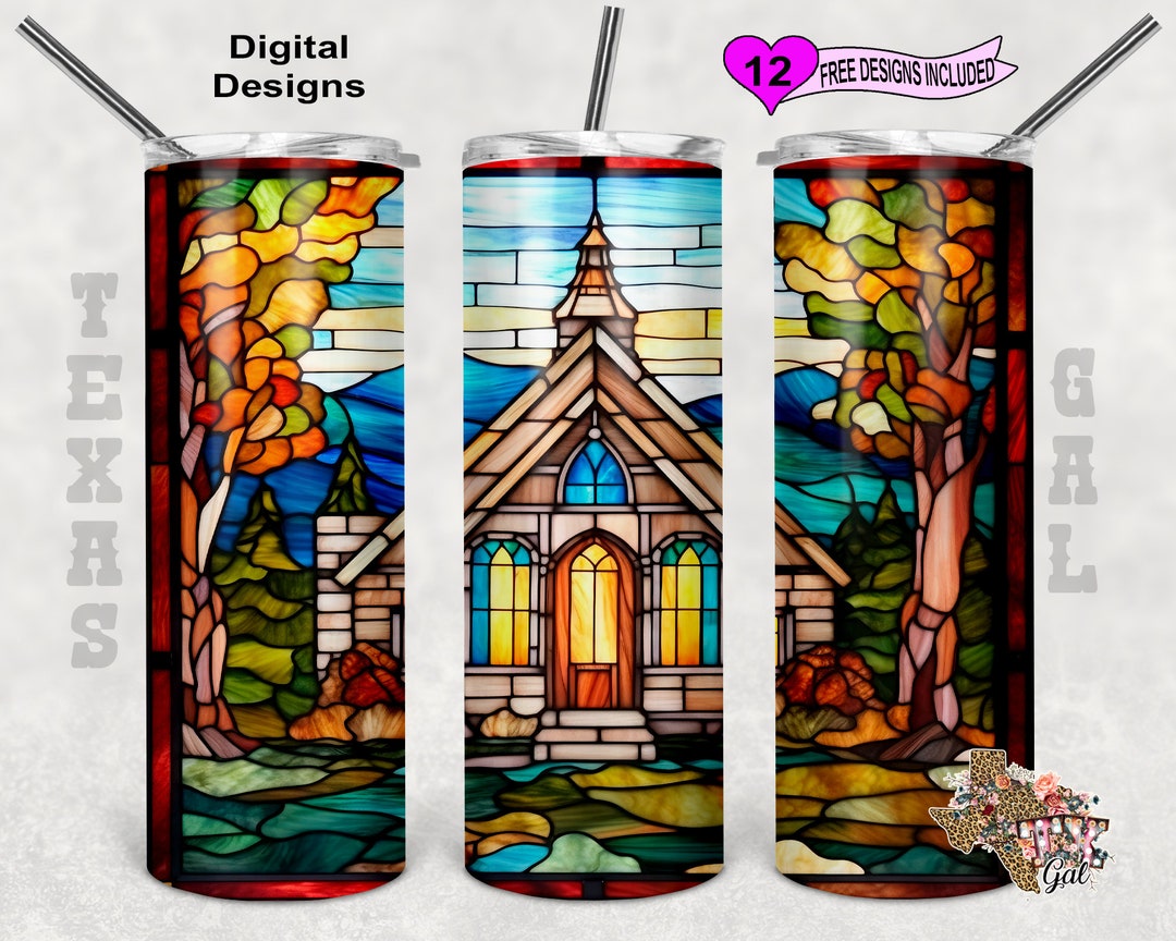 Stain Glass Church Tumbler Wrap, Stain Glass Tumbler Wrap, 20oz ...