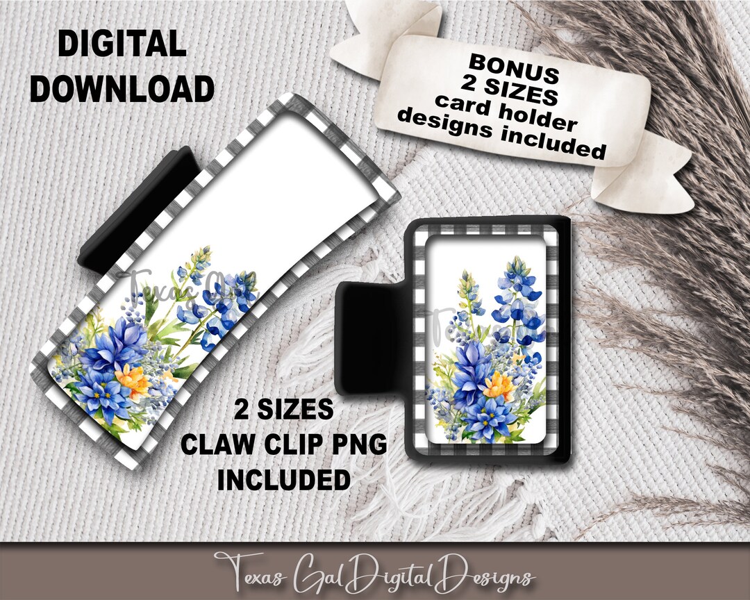 Bluebonnets Hair Clip Sublimation, Floral Hair Clip, Large Small Hair ...