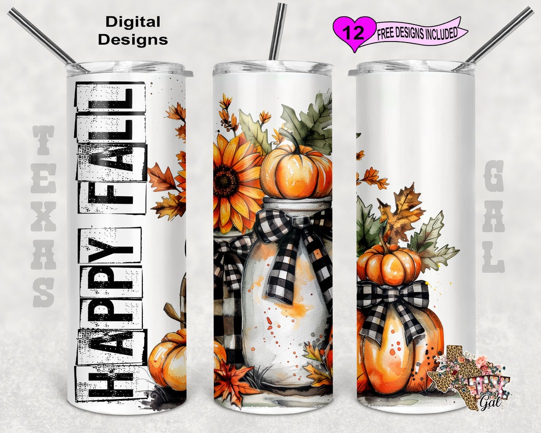Happy Fall Tumbler Wrap, Fall Tumbler Wrap, Pumpkin Tumbler Wrap, 20oz ...