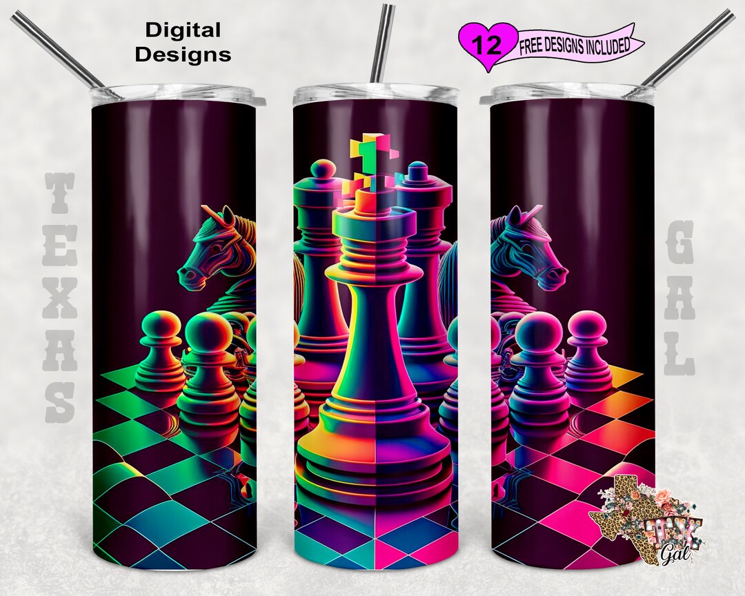 Chess Tumbler Wrap, Neon Tumbler Wrap, Watercolor Tumbler Wrap, 20 Oz ...