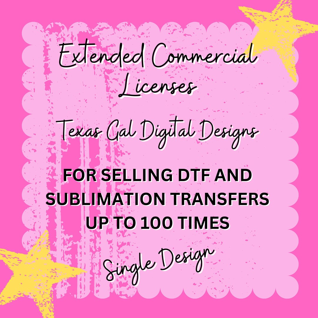 Extended Use License for Selling Printed Transfers - SINGLE DESIGN - Etsy