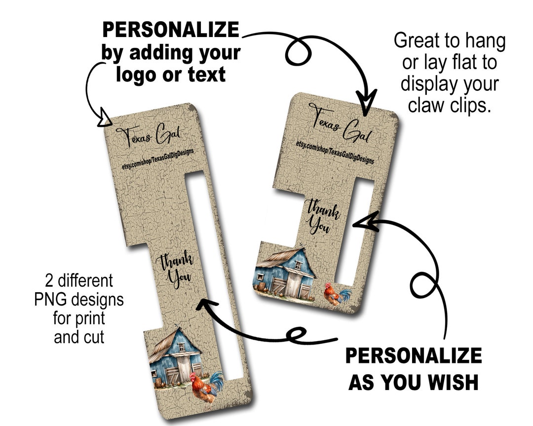 Hair Clip Display Cards PNG, Personalize Display Cards Png, Large and ...