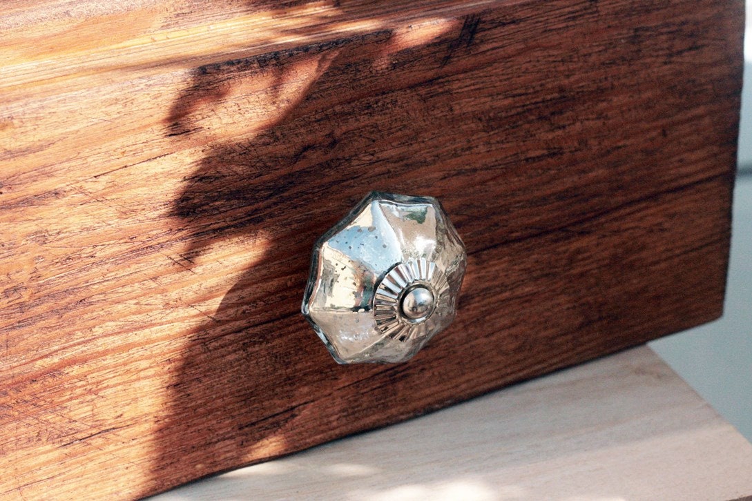 Silver Mirrored Glass Knobs Cabinet Knobs / Drawer Pulls - Etsy
