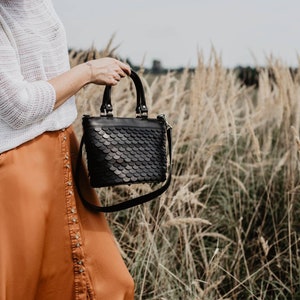 Genuine Leather Fish Scale Bag, Black Bag, Handmade Handbag, - Etsy