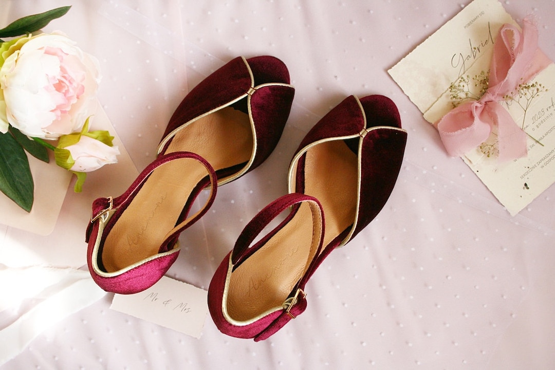 Plum Wine Shoes – NICOLE , Bridal Shoes, Evening Velvet Shoes, Leather ...