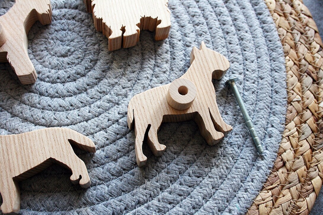 Wooden the Dog Breed Knobs for Nursery Drawers or Cabinets - Etsy