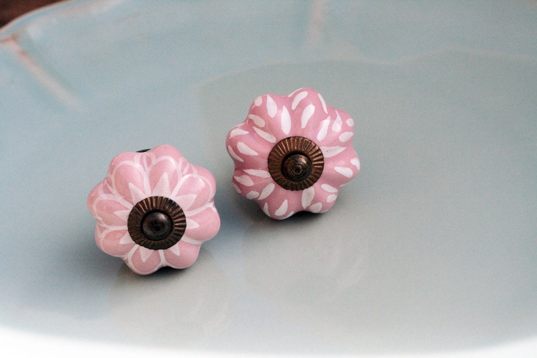 Rose Ceramic Floral Pattern Knobs, Ceramic Knob Cabinet Knobs / Drawer Pulls - Etsy