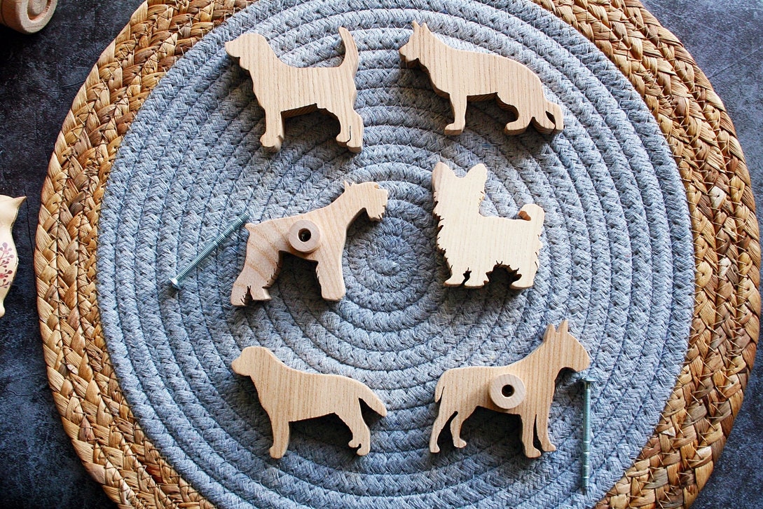 Wooden the Dog Breed Knobs for Nursery Drawers or Cabinets - Etsy