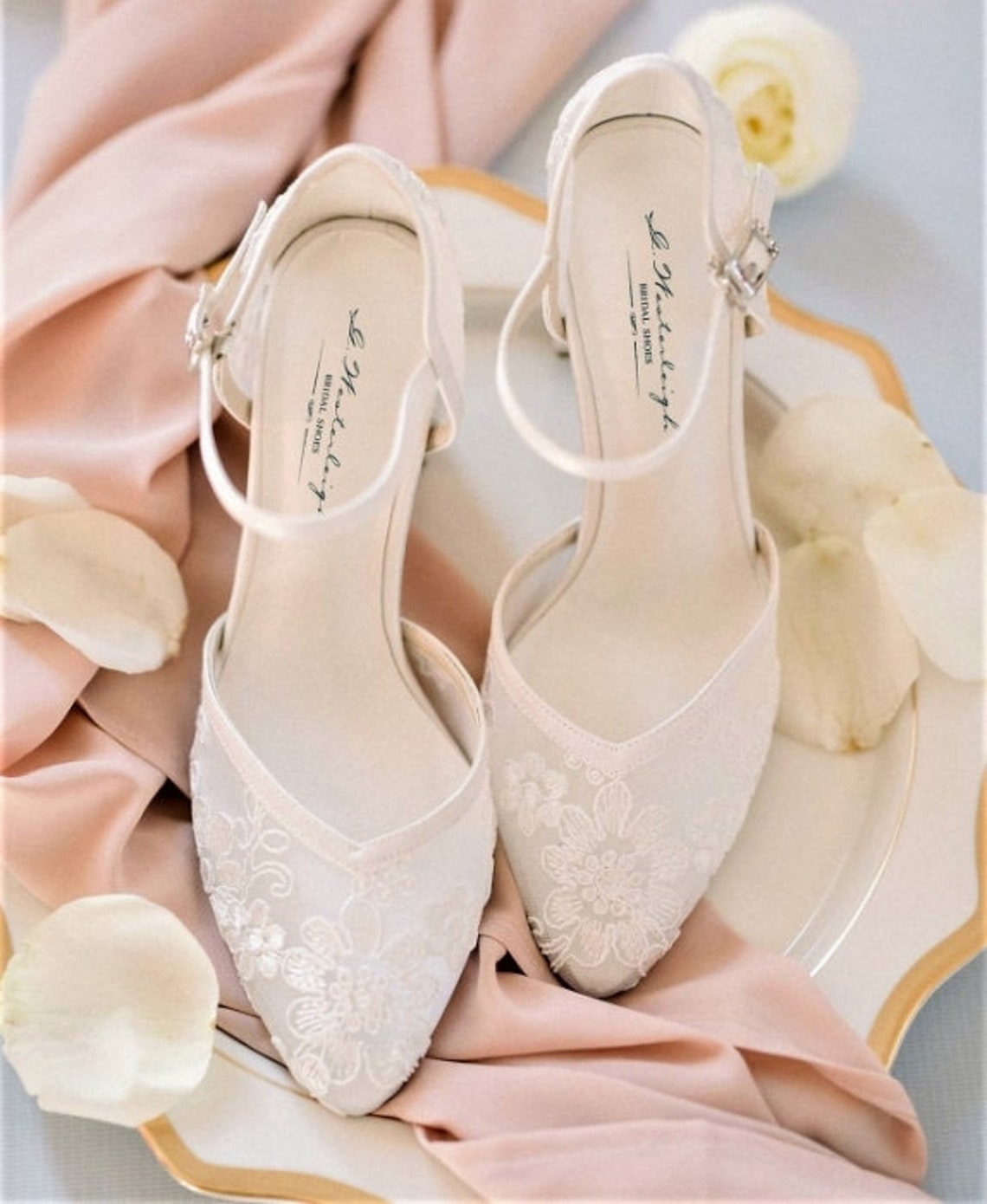 Bridal Lace Shoes Wedding Shoes for Bride Ivory Floral Lace - Etsy