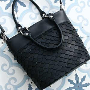 Genuine Leather Fish Scale Bag, Black Bag, Handmade Handbag, - Etsy