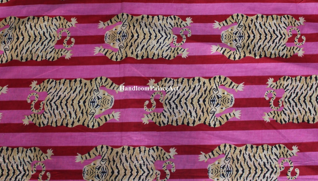 Fabric by the Yard, Indian Tiger Block Print Fabric, Dressmaking Soft ...