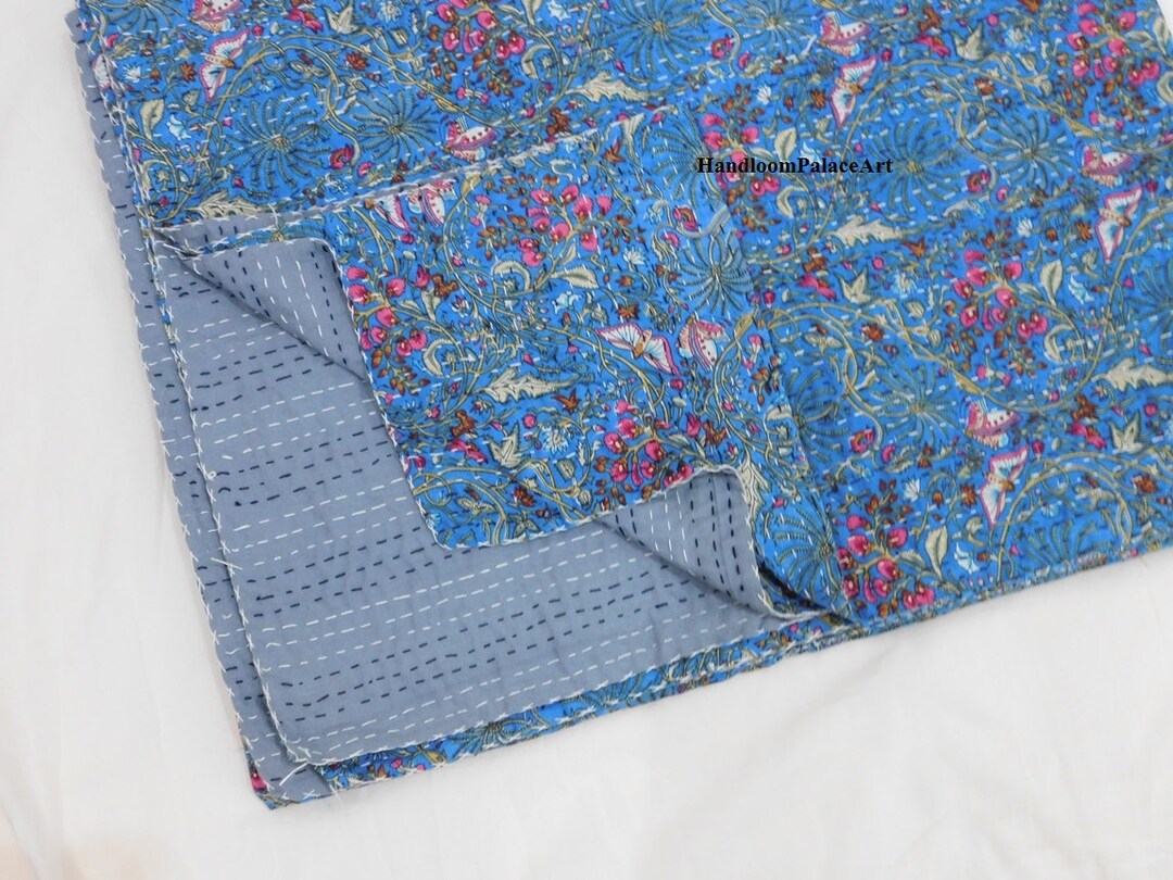 Indian Kantha Quilt Butterfly Cotton Blanket Gudari Indian Bed Cover ...