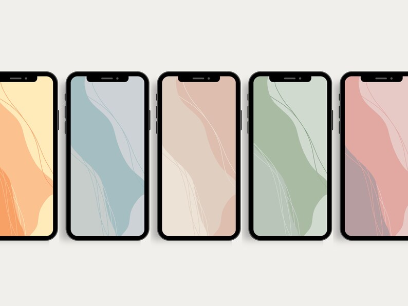 Wallpaper Set of 5 iPhone Home Screen Background | Instant Download - Etsy