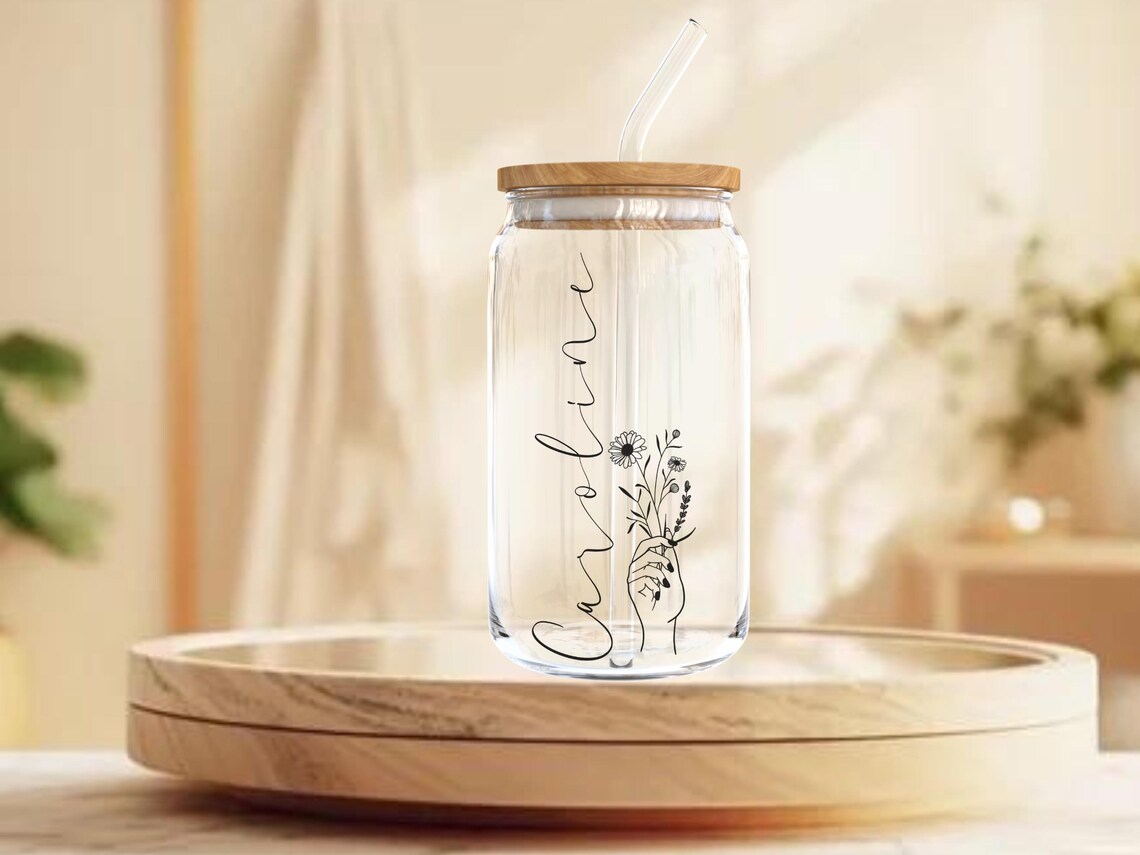 Personalized Drinking Glass With Name, Customized Sipper Glass, Glass ...
