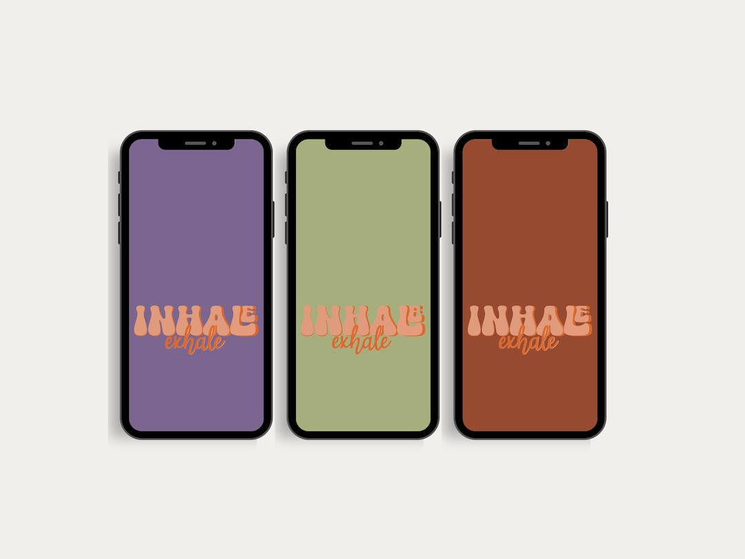 Inhale Exhale Retro Wallpaper Set of 3 iPhone Home Screen Background ...