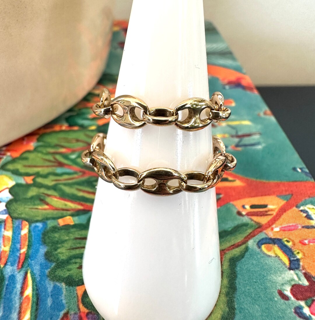 9ct Gold Antique Chain Ring - Etsy