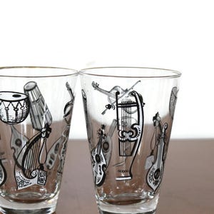 Vintage Libbey Musical Instrument Cocktail Glasses / 1950s Music Theme ...