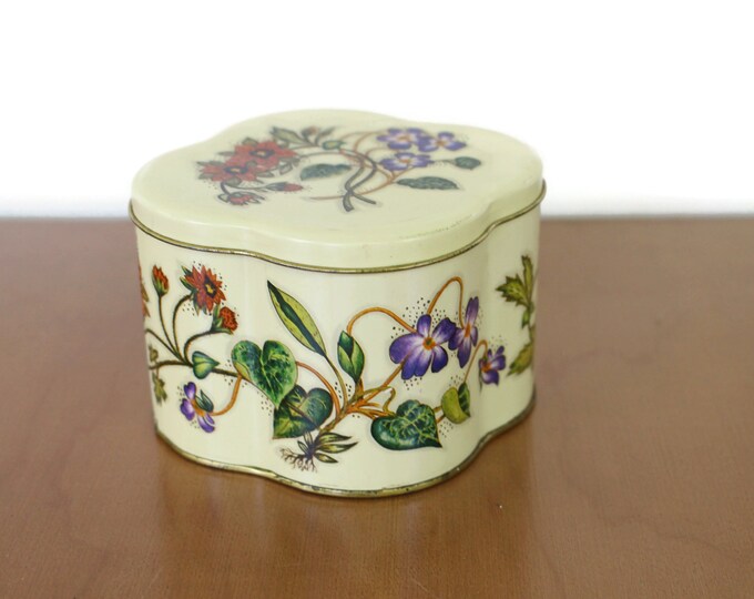 Vintage Floral Tin / Daher England / Small Square Flower Tin / Metal ...