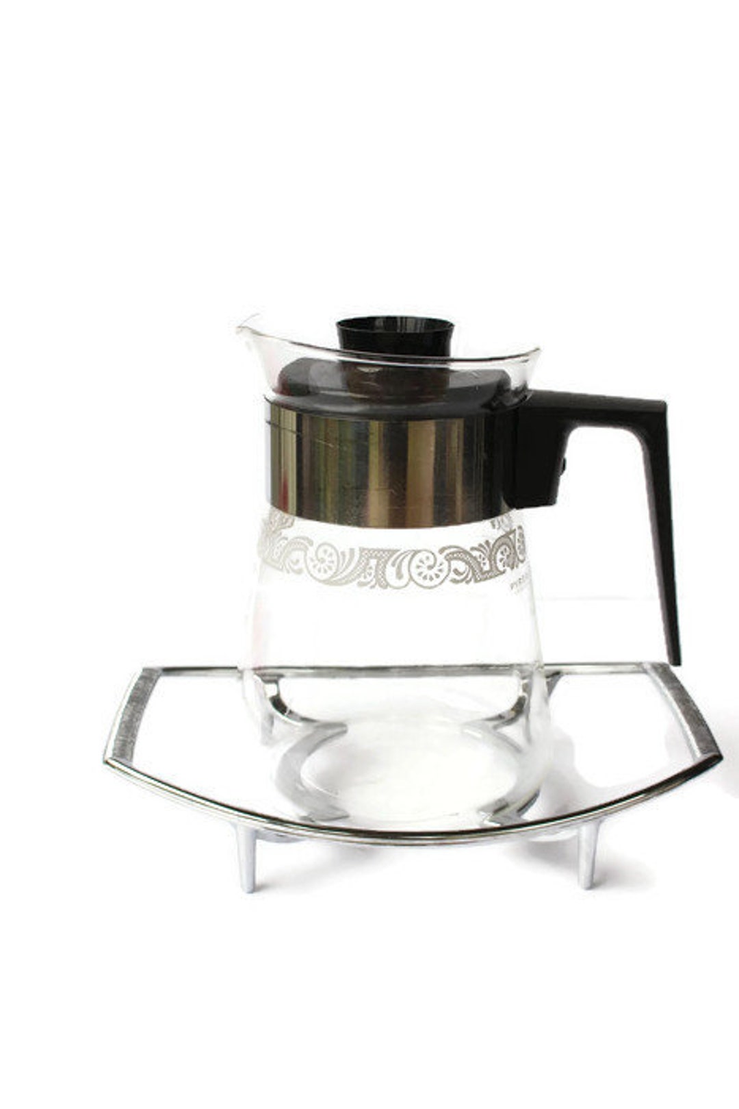 Vintage Pyrex Coffee Pot / Silver Scrolls / Corningware Grid / Pyrex ...