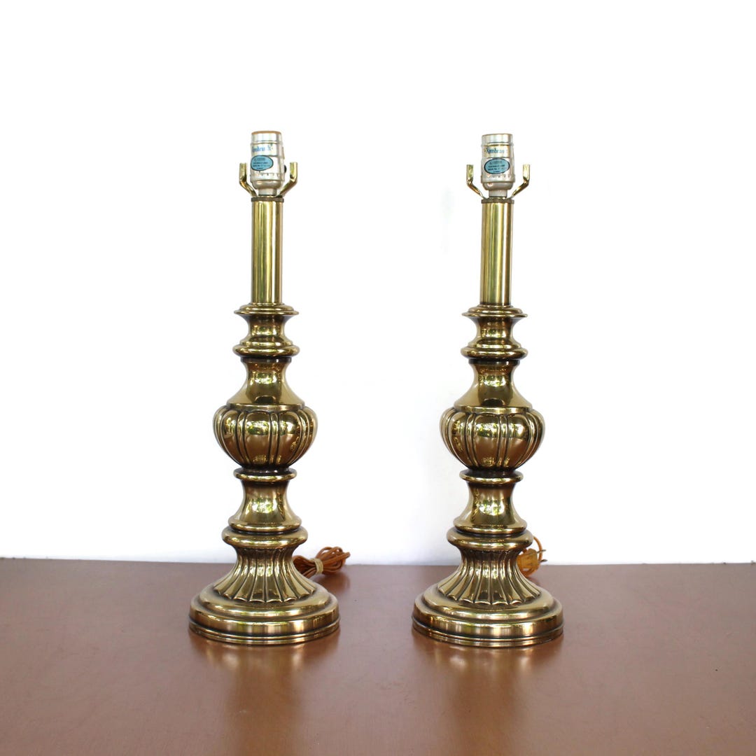 2 Vintage Brass Lamps / Rembrandt Brass Lamps / Extra Large Solid Brass ...