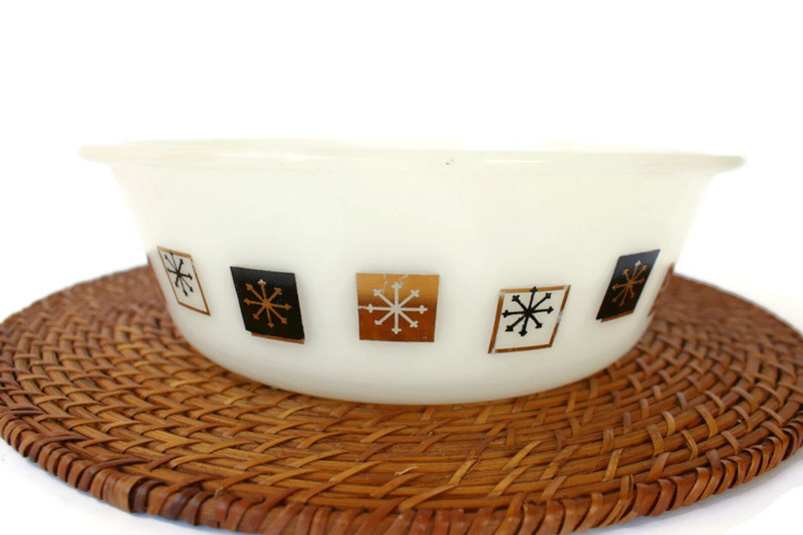 Inland Glass Atomic Casserole Dish / Atomic Starburst Round | Etsy