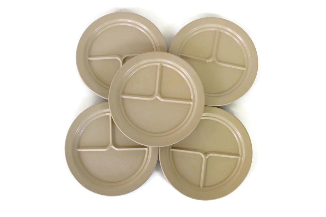 Vintage Hemcoware Almond Melamine Divided Plates - Set of 5 - Etsy